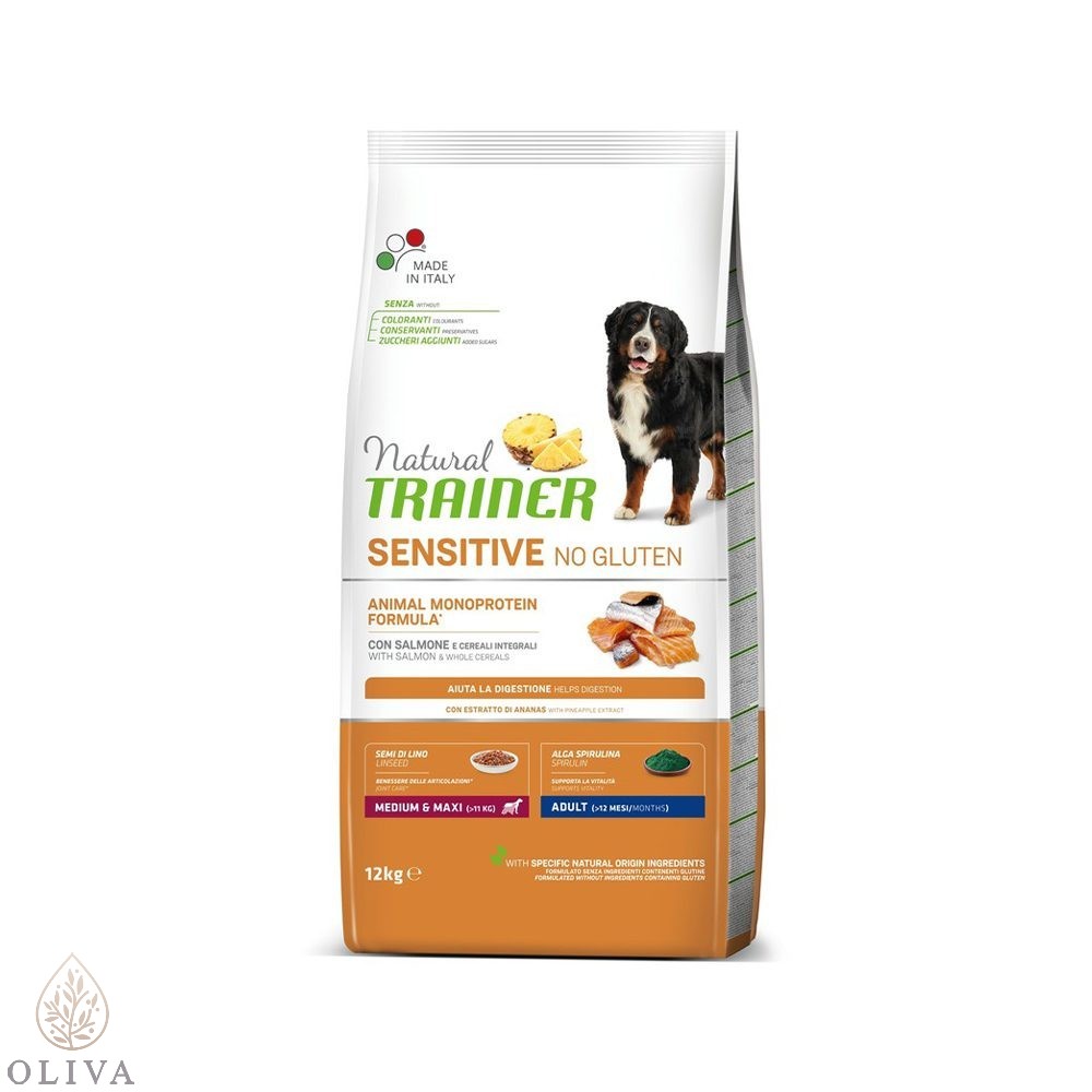 NATURAL TRAINER SENSITIVE NO GLUTEN SA LOSOSOM ZA ODRASLE PSE SREDNJIH I VELIKIH RASA 12KG