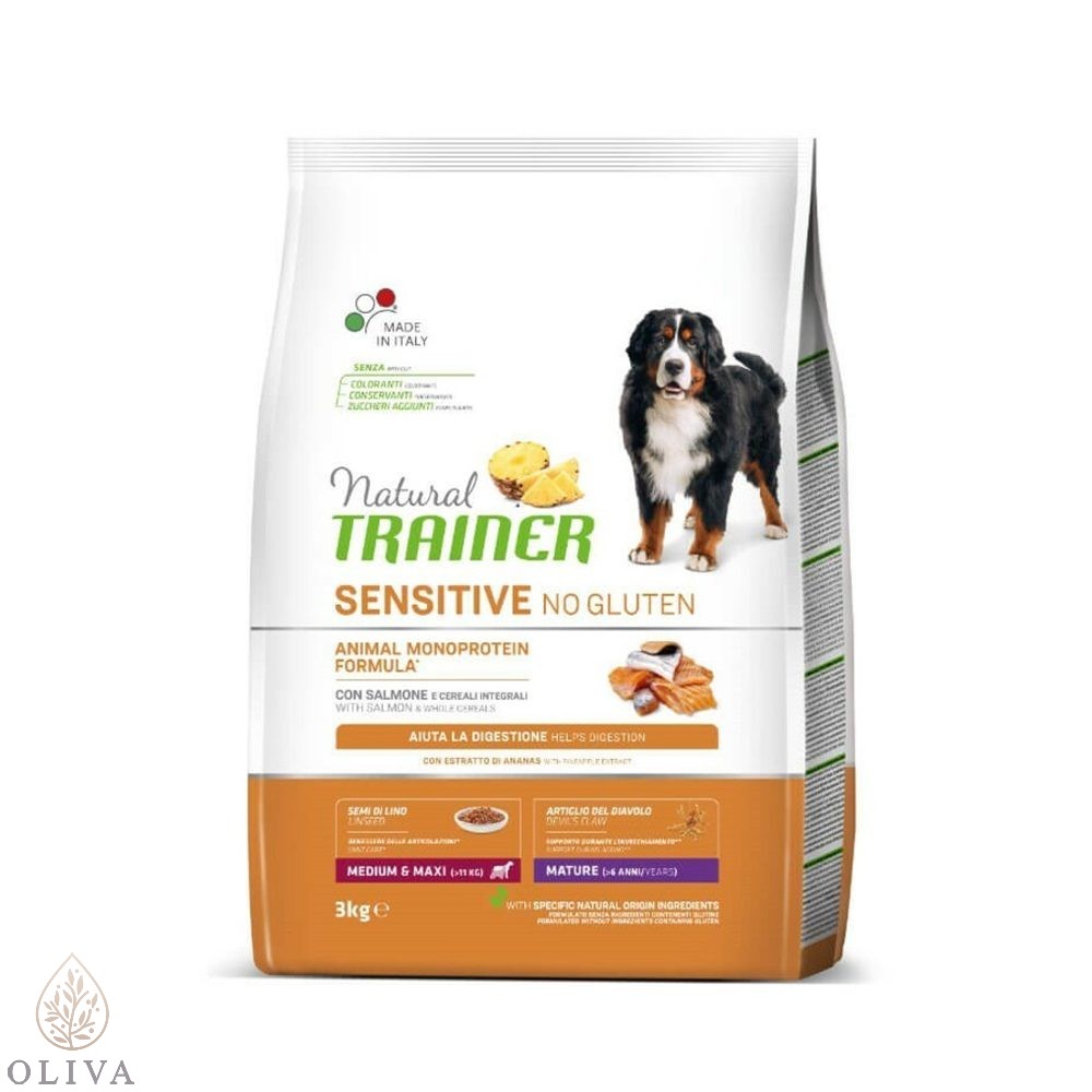 NATURAL TRAINER SENSITIVE NO GLUTEN SA LOSOSOM ZA STARIJE PSE SREDNJIH I VELIKIH RASA 3KG