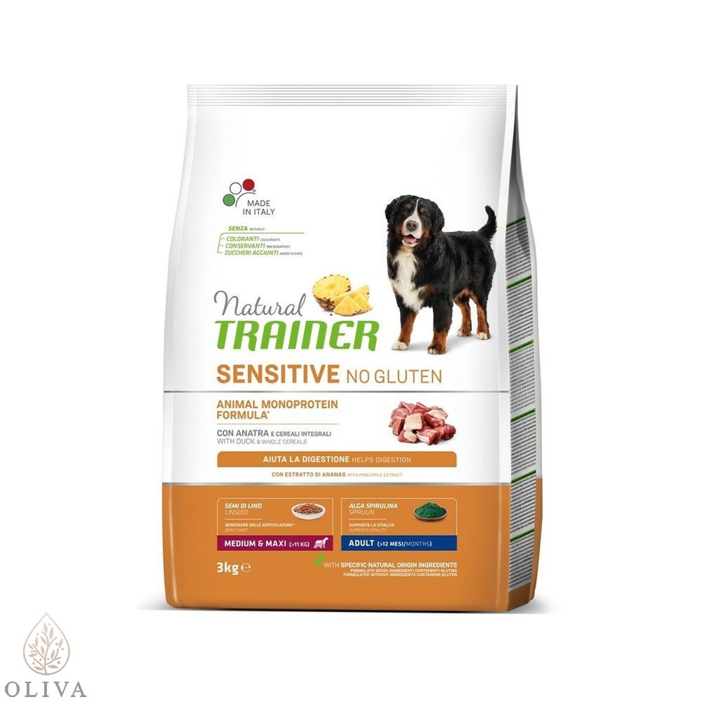 NATURAL TRAINER SENSITIVE NO GLUTEN SA PAČETINOM ZA ODRASLE PSE SREDNJIH I VELIKIH RASA 3KG