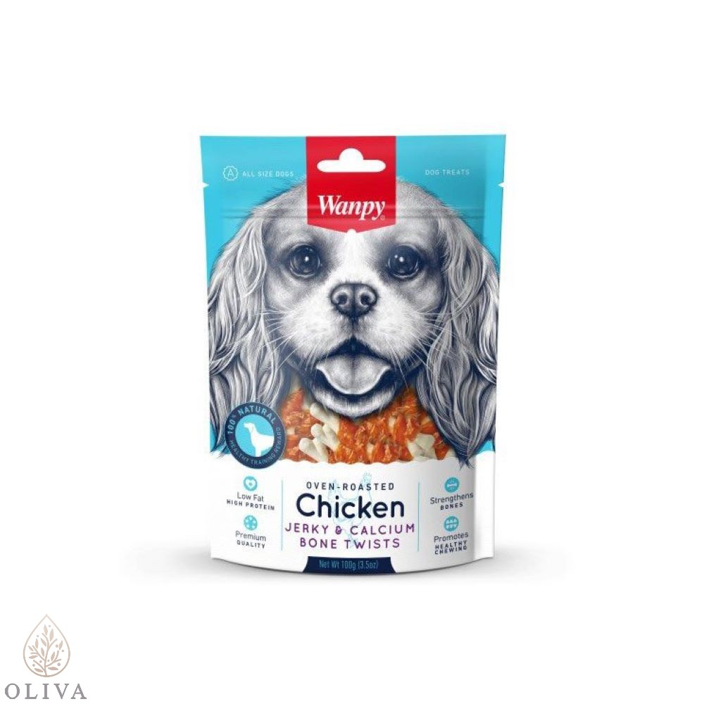 WANPY CHICKEN JERKY & CALCIUM BONE TWISTS 100G