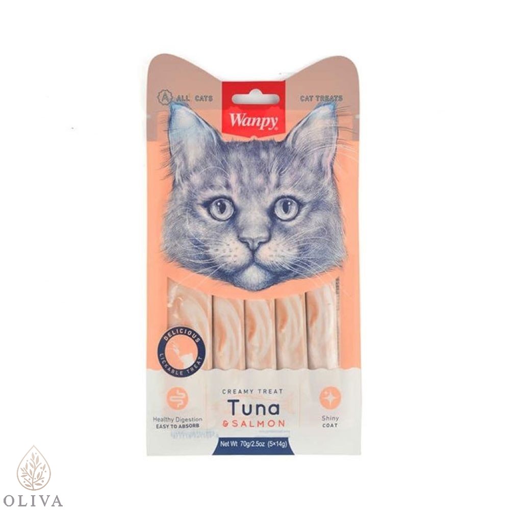 WANPY CREAMY LICKABLE TREATS - TUNA & SHRIMP FOR CATS 5X14G