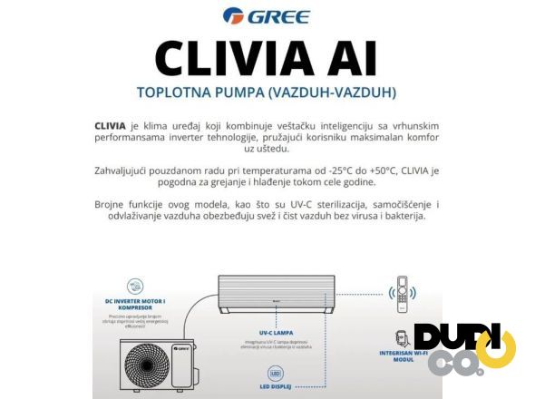 GREE COMFORT CLIVIA AI BLACK 12K WIFI INVERTER Klima