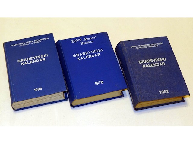 Gradjevinski kalendar lot 3 knjiga 1992, 1983, 1978