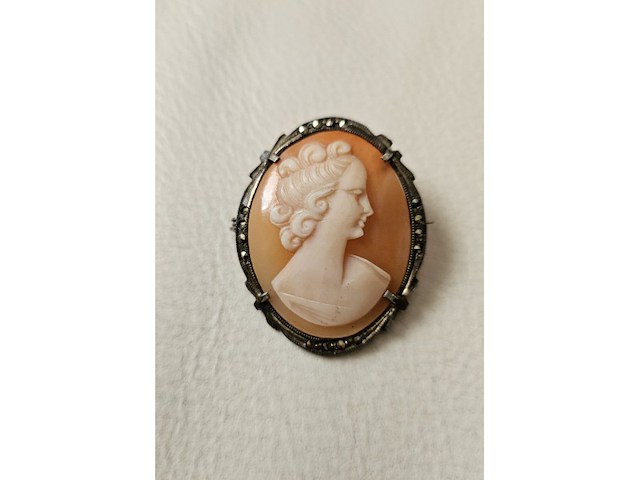 Antique carved Cameo srebro, original