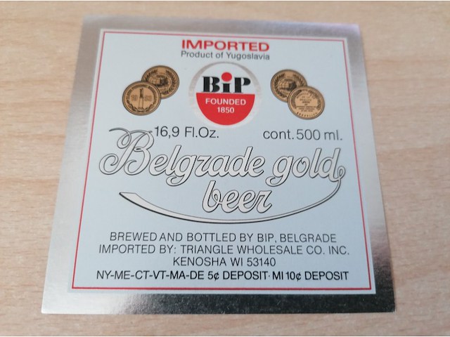 Etiketa Belgrade Gold Beer, 0,5l za USA