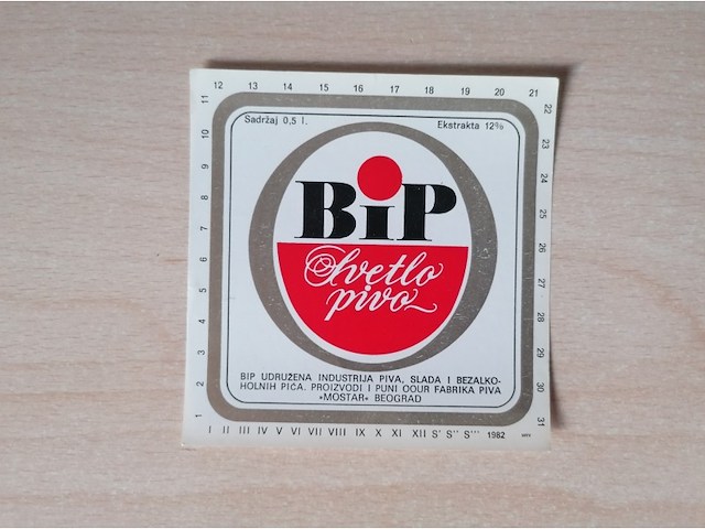 Etiketa BiP svetlo pivo, 1981-82