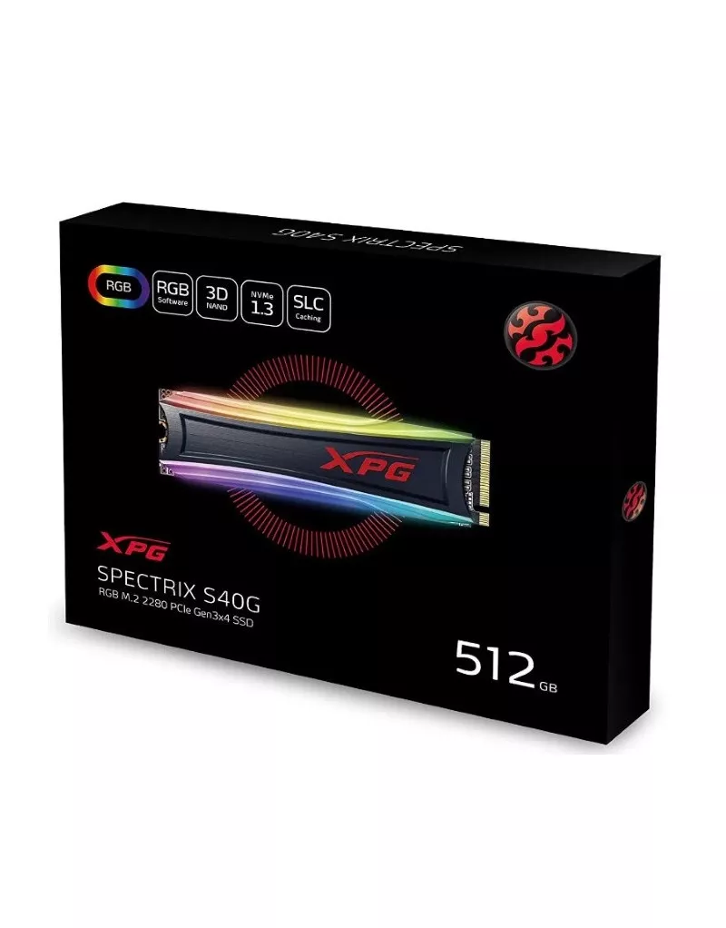A-DATA 512GB M.2 PCIe Gen3 x4 XPG SPECTRIX S40G RGB AS40G-512GT-C SSD