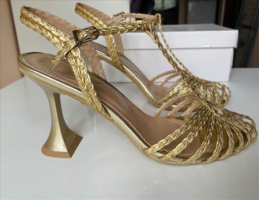 Pletene sandale Zlatne