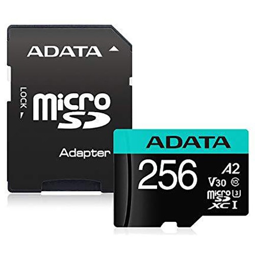 ADATA 256GB Premier Pro microSDXC/SDHC UHS-I U3 Class 10 (V30S) A2, up to 100MB/80MB | AUSDX256GUI3V30SA2-RA1