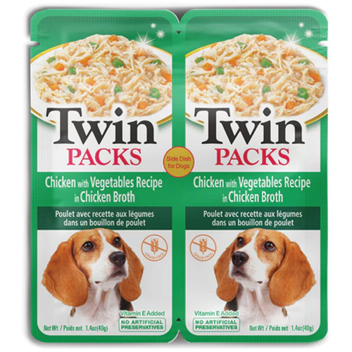 OUTLET TWIN Packs za pse, komadi piletine s povrćem u pilećem želeu, 2x40g