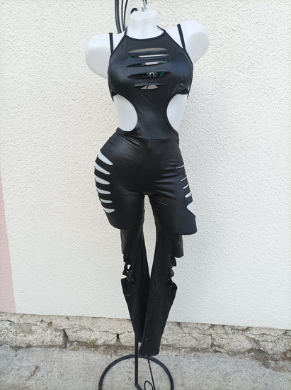 Nov Fetish PVC/Latex Catsuit Crni Kombinezon S/M