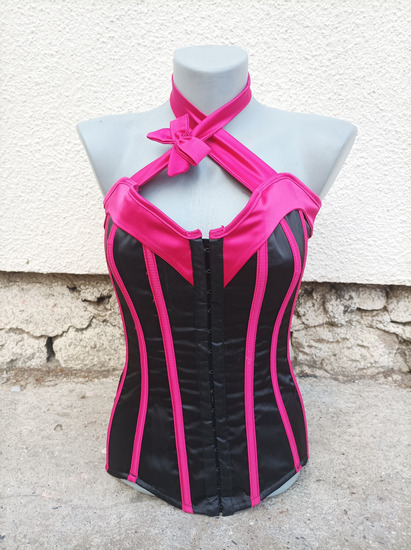 Coquette Roze Crni Svečani Korset S/M