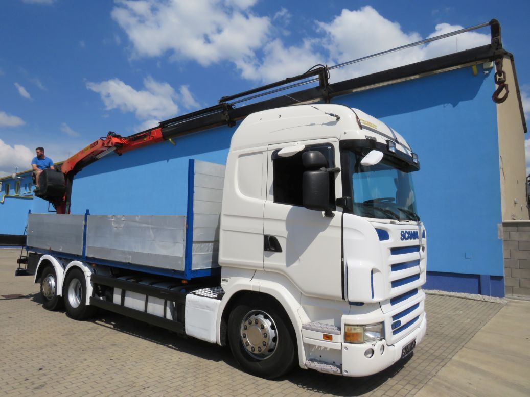 Scania R420 LB 6x2 MLB,E5,Dvíh.ruka PALFINGER PK 12000,RETARDER,Aut,Tan kamion s ravnom platformom