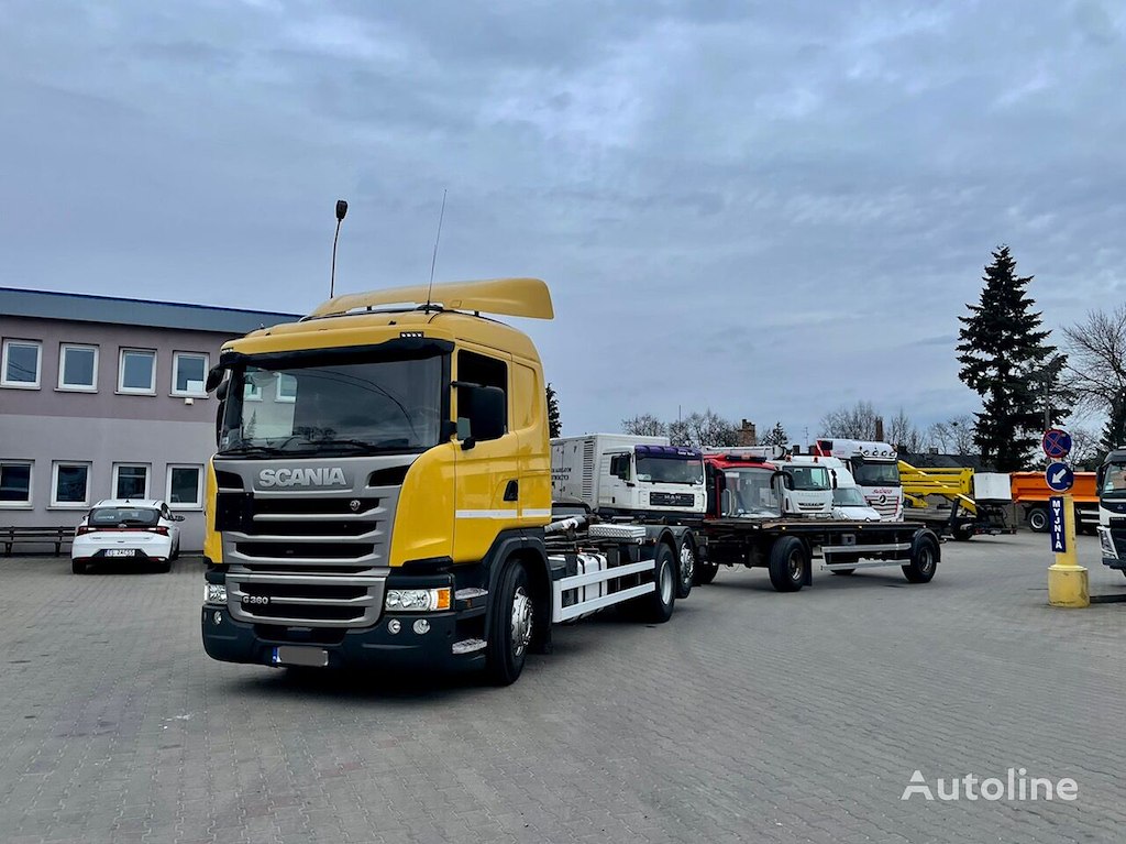 Scania G360 kamion rol kiper + prikolica za kontejnere