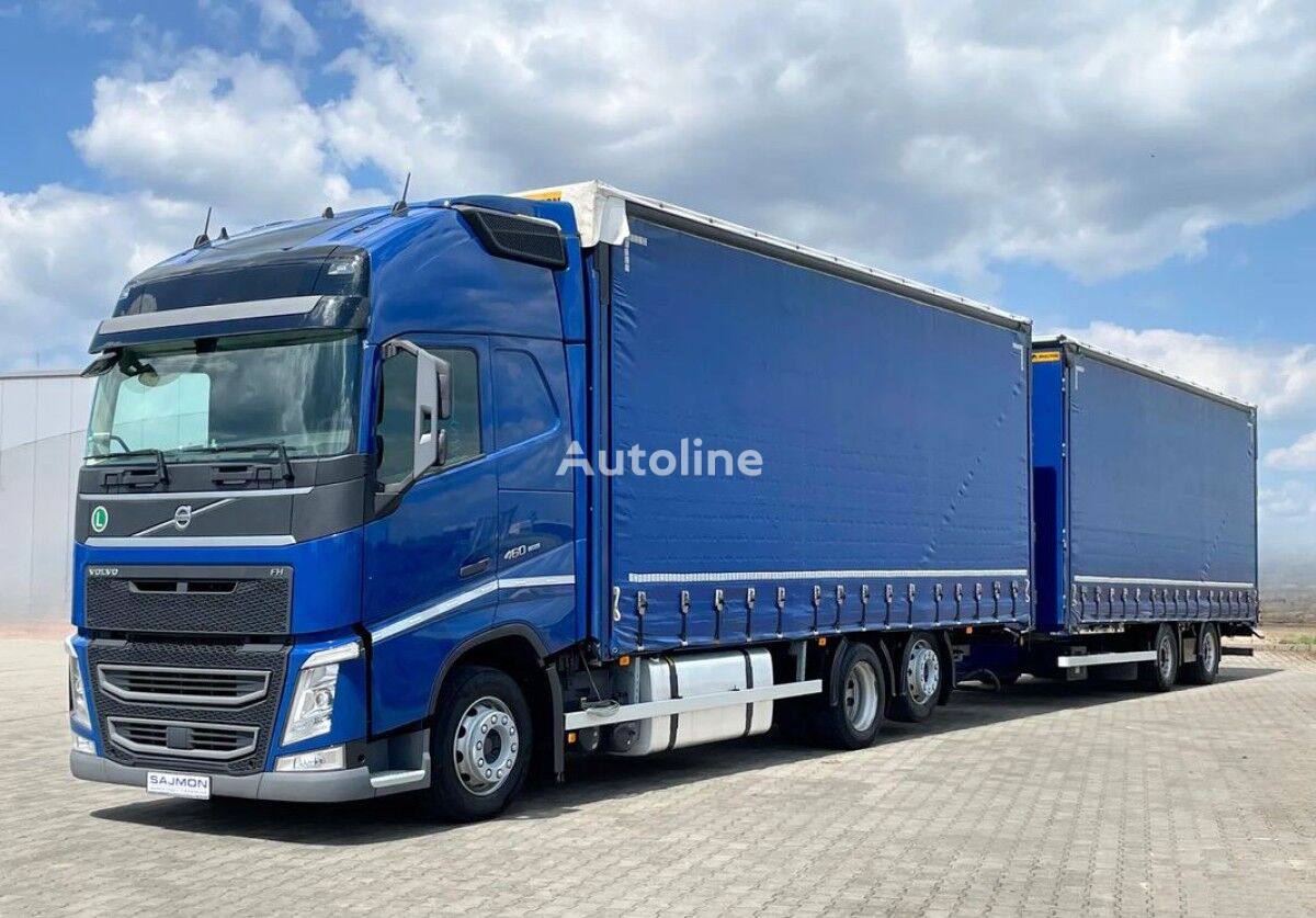 Volvo FH 460 / ZESTAW TANDEM 120M3 / PRZEJAZDOWY / SALON PL kamion sa klizna zavesa cerada + prikolica sa kliznom ceradom