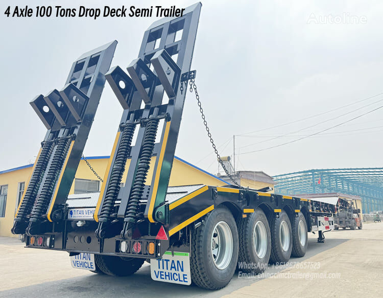 Nova 4 Axle 100 Tons Drop Deck Semi Trailer for Sale in Ghana poluprikolica sa niskom platformom