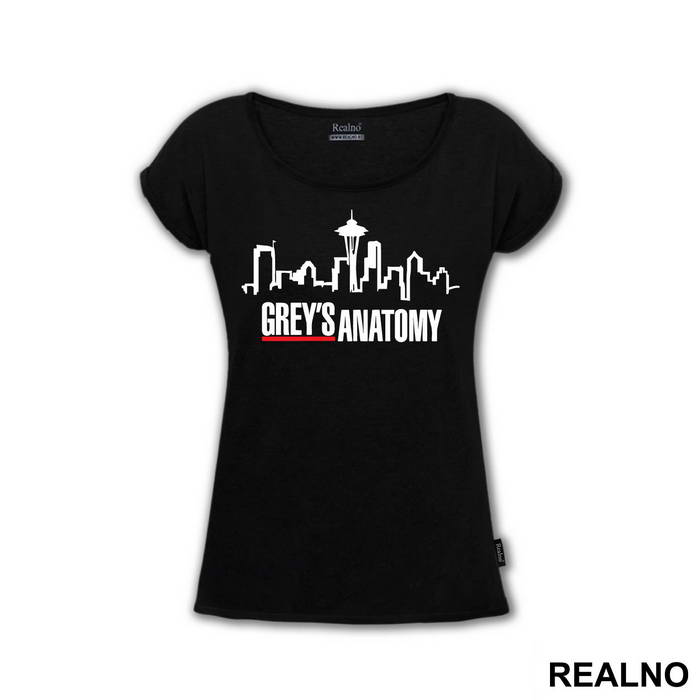 OUTLET - CRNA ŽENSKA MAJICA VELIČINE L - GREY'S ANATOMY