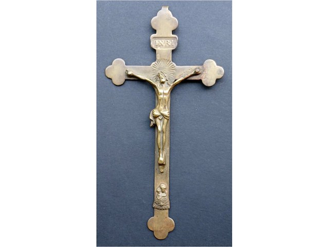 stari metalni KRST - Isusovo raspeće c.1900