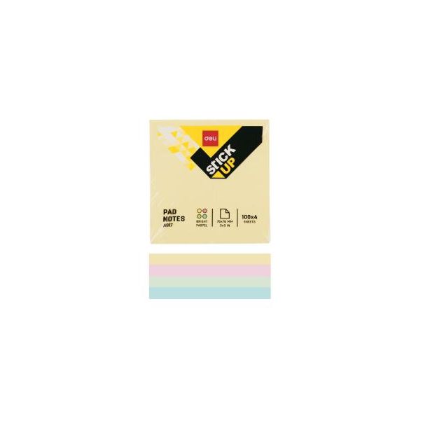 DELI Stiker kocka 76x76mm mix pastelne boje (4x100 lista)