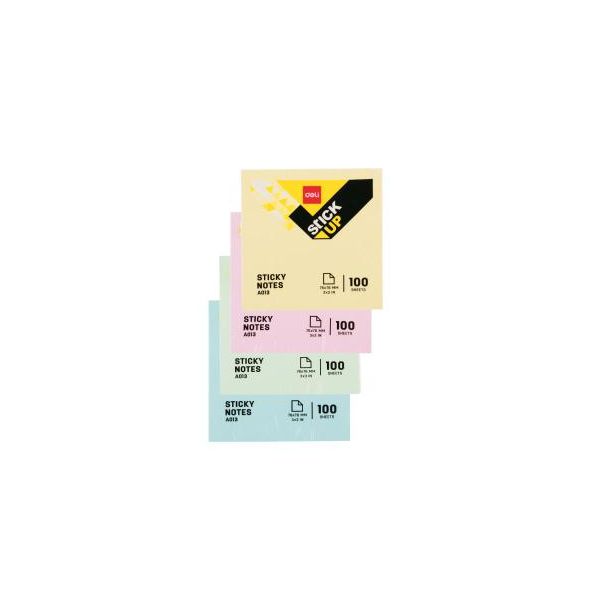 DELI Stiker blok 76x76mm mix pastelne boje (100 lista)