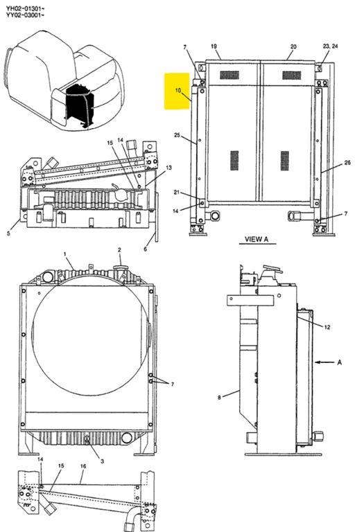 Case YY05P00004S010 YY05P00004S010 radijator za hlađenje motora za Case E115SR E135SR E150 bagera