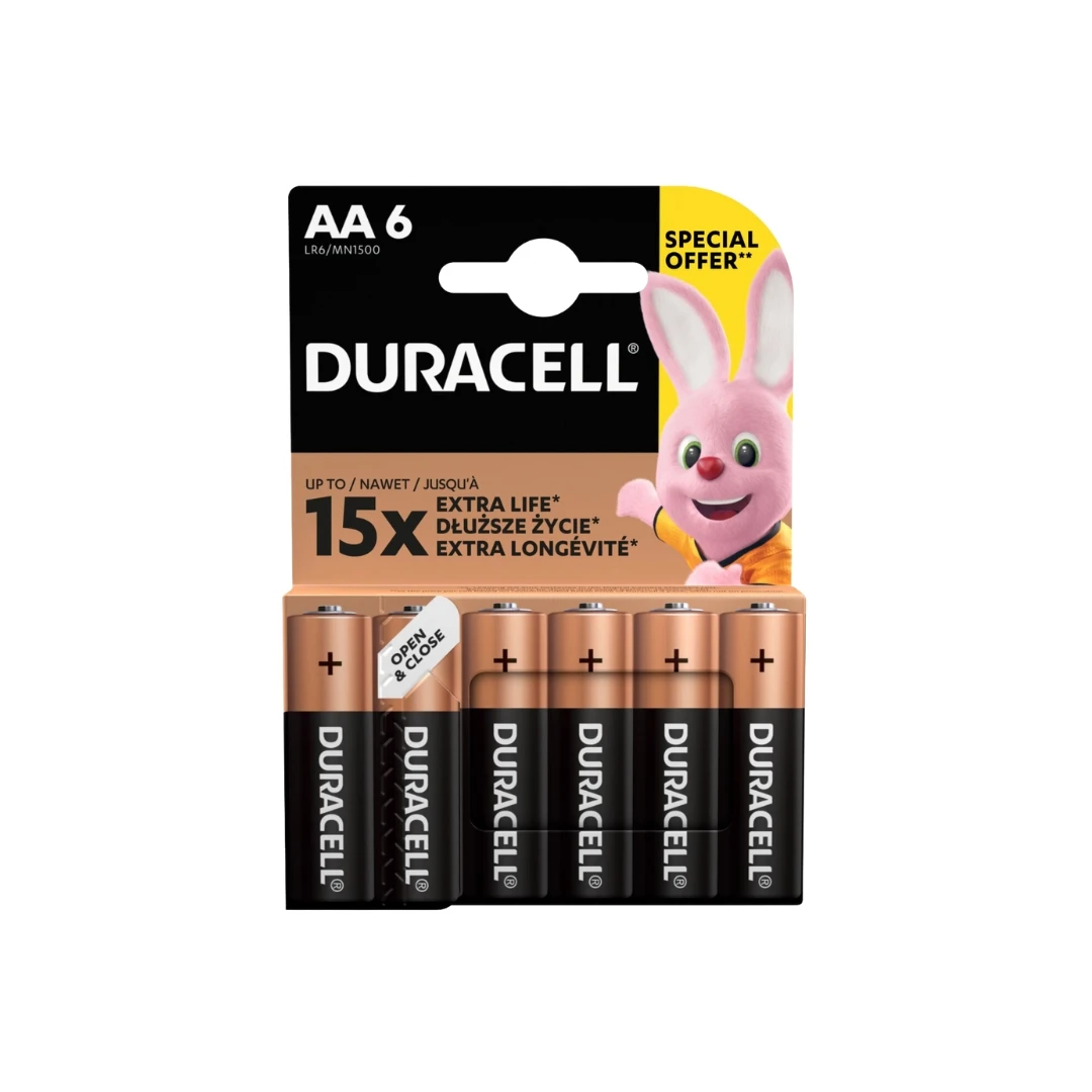 DURACELL® Baterije BASIC AA 6 Alkalnih Nepunjivih Baterija 1,5 V