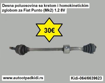 Desna poluosovina sa krstom i homokinetickim zglobom za Fiat Punto (Mk2) 1.2 8V
Fiat Punto Mk2