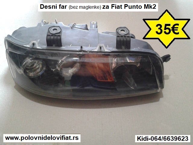 Desni far (bez maglenke) za Fiat Punto Mk2