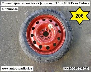 POMOCNI-PRIVREMENI TOCAK (COPAVAC) T 135 80 R15 ZA FIATOVE AUTOMOBILE
 FIAT PUNTO MK2