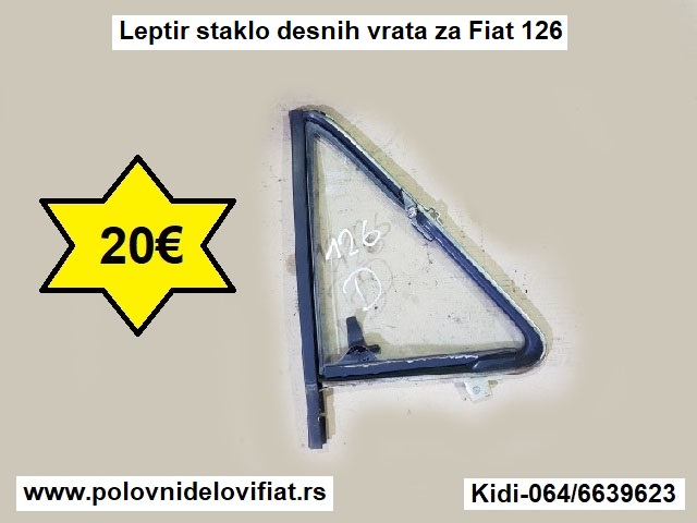 Leptir staklo desnih vrata za Fiat 128