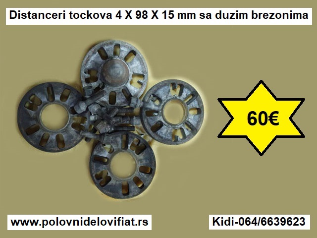 Distanceri tockova 4 X 98 X 15 mm sa duzim brezonima
