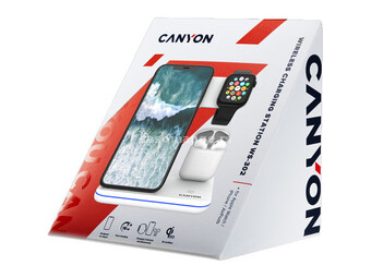 Canyon WS-302 3in1 wireless charger, with touch button for Running water light, Input 9V2A, 12V2A...