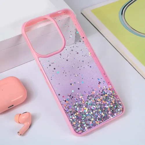 Futrola - maska Frame Glitter za Xiaomi Redmi 13C roze