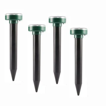 MOLE REPELLENT SOLAR POWERED GOPHER REPELLENT ULTRASONIC DETERRENT SPIKES FOR LAWN GARDEN, OUTDOOR YARD GROUNDHOG CHIPMUNK REPELLER - CIRCULAR - 4 PCS.