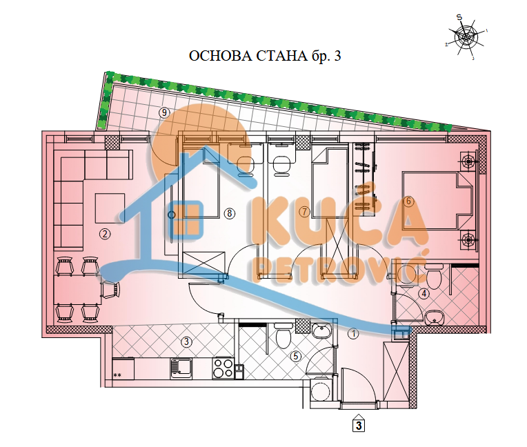 Trosoban stan, 73 m2, Crveni Pevac, Vojvode Mišića ID: p-011695