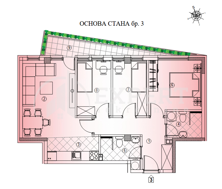 Trosoban stan, 73 m2, Crveni Pevac, Vojvode Mišića ID: p-011695