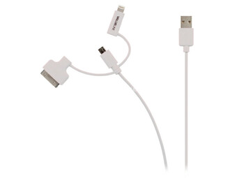 VLMP39410W1.00 Nedis 3 u 1 Sync and Charge Cable USB-A Male - Micro B Male 1.00 m White + 30-Pin Doc