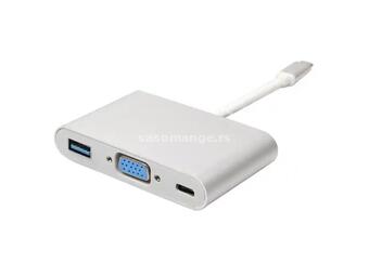 Adapter konverter USB 3.1 Tip C-USB 3.0/VGA/USB Tip C PD Kettz UVA-23