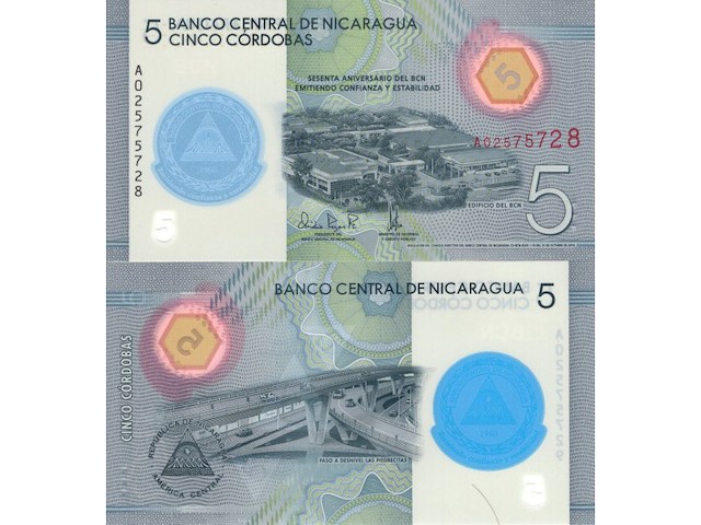 NICARAGUA Nikaragva 5 Cordobas 2020 UNC, P-219 Polymer