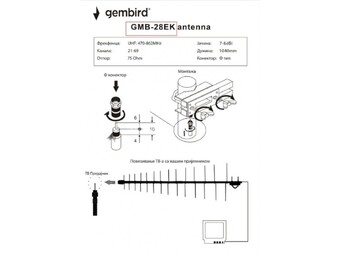 GMB-28EK **Gembird Antena Loga UHF sa F konektorom 28 elemenata dužina 104cm dobit 9dB alumi...