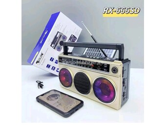 Solarni Retro Radio bežični BT zvučnik sa LED disko svetlom