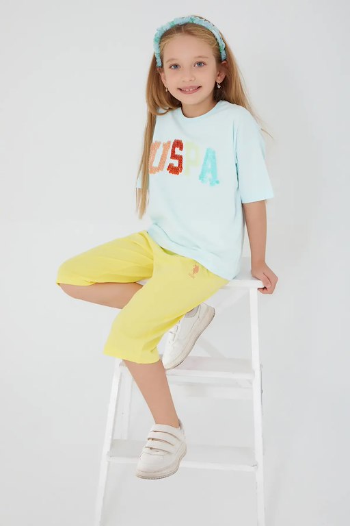 U.S. POLO ASSN. Komplet šorc i majica za devojčice US1401-4 belo-žuti