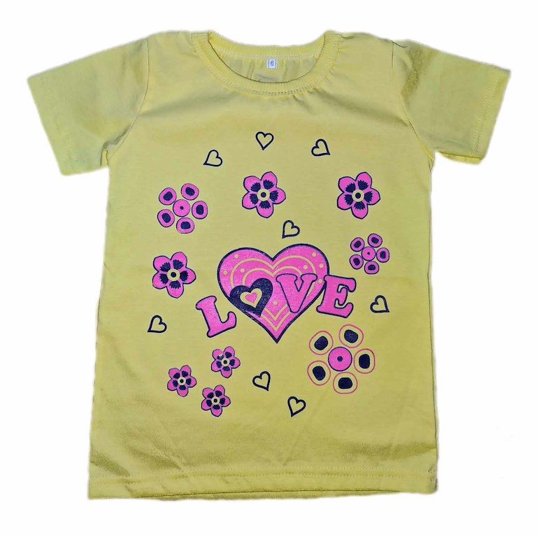 Dule i Neli Majica za devojčice LOVE, Žuta