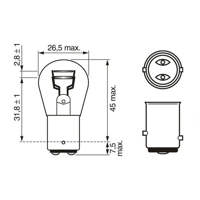 SIJAL 24/ P21/5W 24 MM DUPLO VLAKNO METAL 1987302524 ( 7537 ) BOSCH