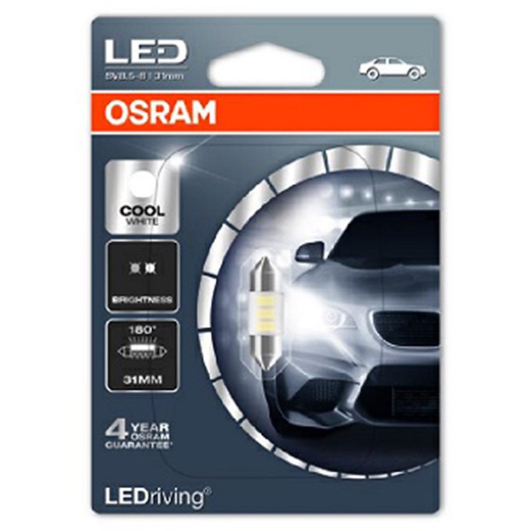 SIJAL LED 12/ C5W 6431CW-01B 0.5W 31MM SV8,5-8 6000K OSRAM