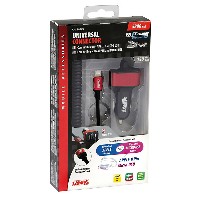 UNIVERZALNI PUNJAC USB 38843 LAMPA MICRO USB 12/24V