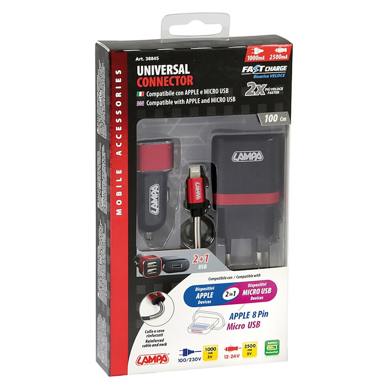 UNIVERZALNI KIT ( APPLE 8 PIN/MICRO USB ) 38845 12/24+230V