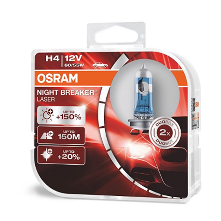 SIJAL PAR 12/ H4 64193NL-HCB 60/55W NIGHT BREAKER LASER +150% P43T HCB2BOX OSRAM