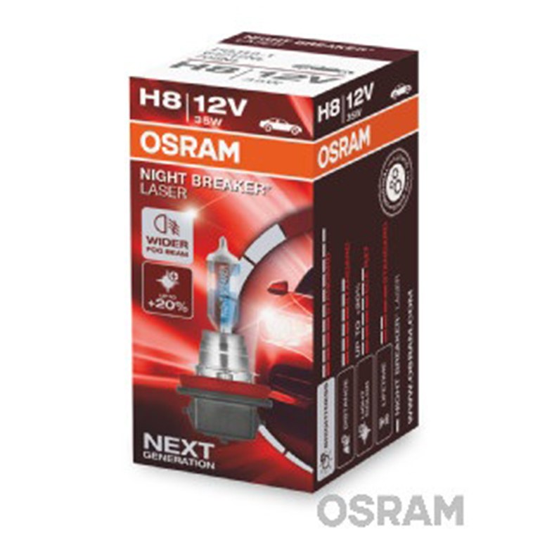 SIJAL 12/H8 64212NL 35W 12V NIGHT BRAKER LASER +150% PGJ19-1 FS1 OSRAM