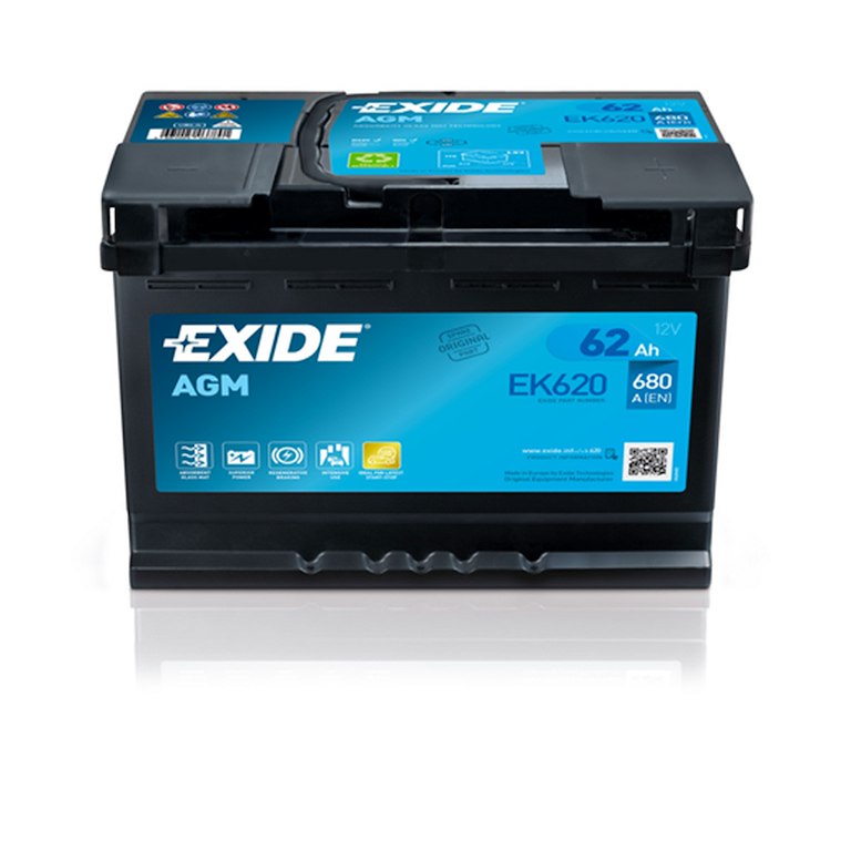 AKUM EXIDE AGM START STOP 12V62AH D+ EK620 ( EK600 60AH ) ( D52 )